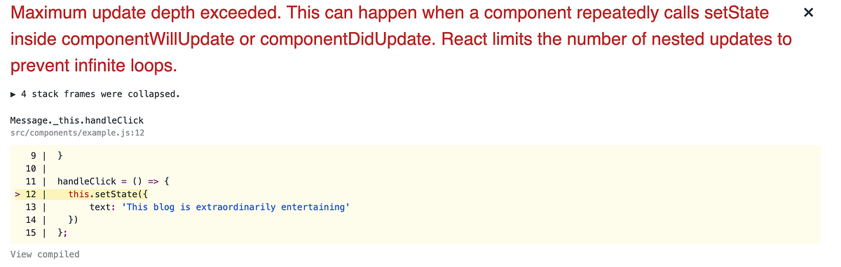 Bumps in the Coding Bootcamp Road — Maximum update depth exceeded | by David Eber | Medium