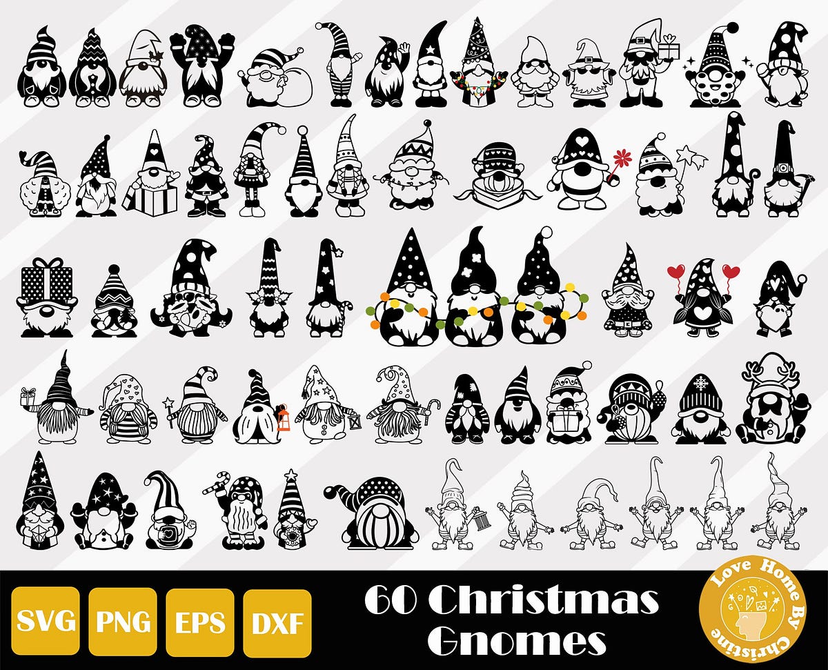 60 Christmas Gnomes Svg, Gnome Clipart, Gnome Bundle Svg, Gnome ...