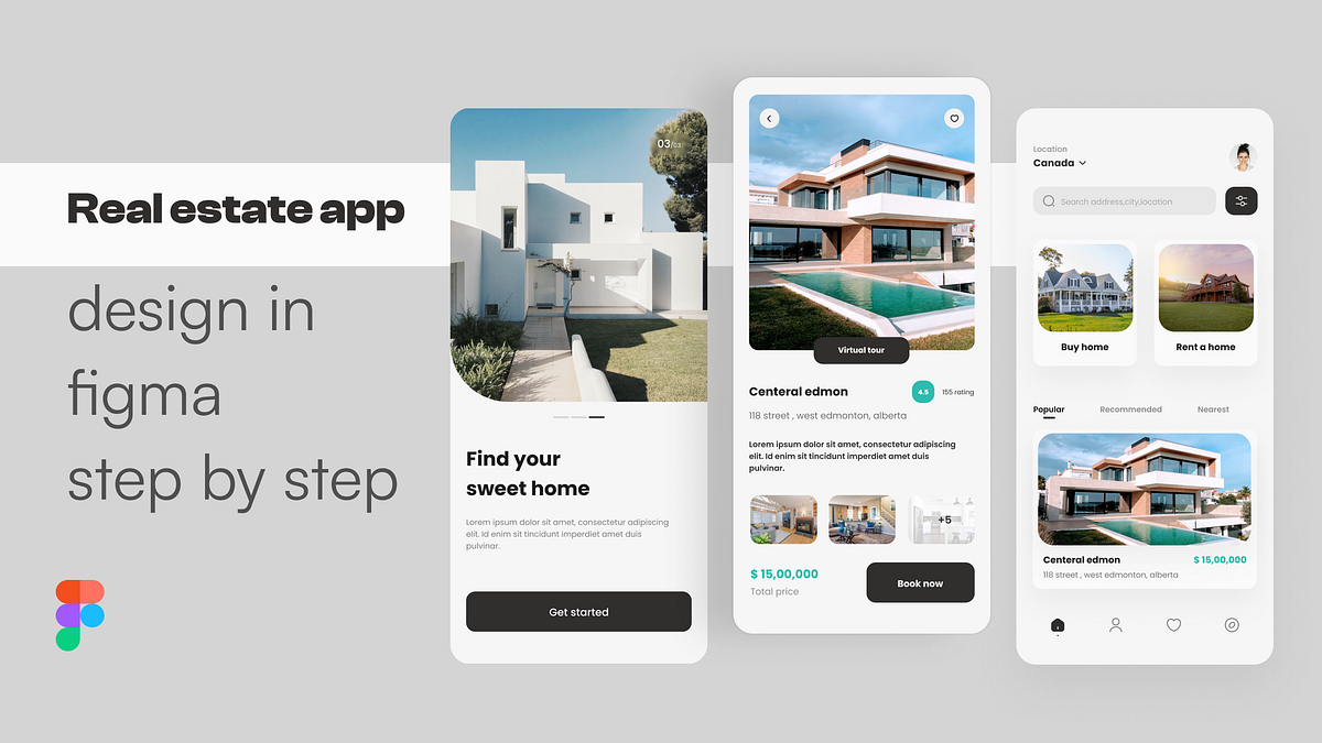 Real State App Design Using Figma for Beginners Step By Step | Figma Tutorial - Soudemyacademy ...