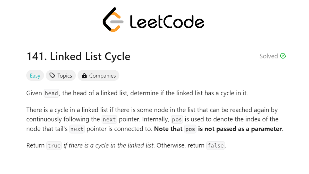 Linked List Cycle | LinkedList | Neetcode 150 | by Akashdeep Mahata ... Linked List Cycle | LinkedList | Neetcode 150 | by Akashdeep Mahata ...