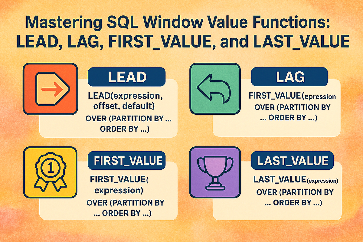 Chapter 8.3: Mastering SQL Window Value Functions: LEAD, LAG, FIRST_VALUE, and LAST_VALUE | by ...