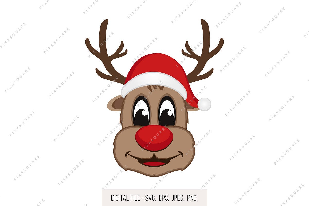 Reindeer svg. Reindeer face svg. Red Nosed Reindeer svg. Reindeer ...