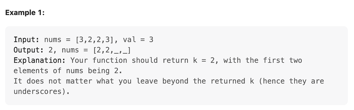 LeetCode 27. Remove Element. Before we solve this problem, take a… | by Piyush Saini | Medium