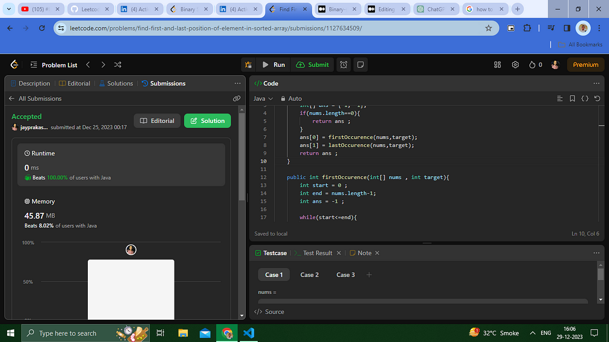 Find First And Last Position Of Element In Sorted Array By Jayprakash