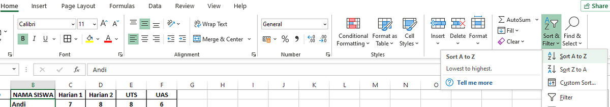 Sort dan Filter di Excel - rizka - Medium