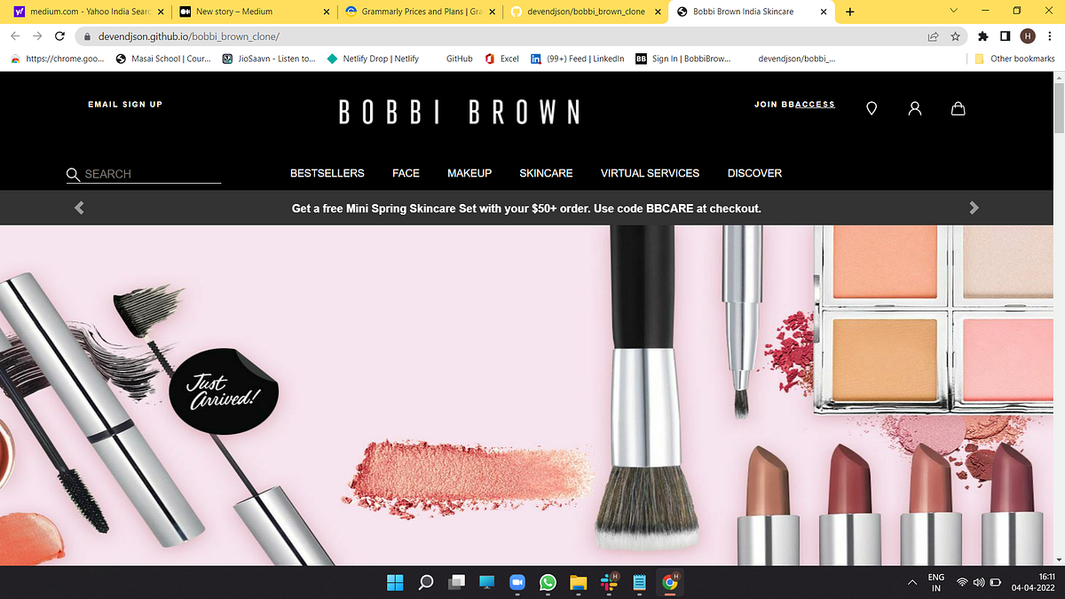 Clone of Bobbi Brown, My first ever project in Masai School | by Harip | Medium