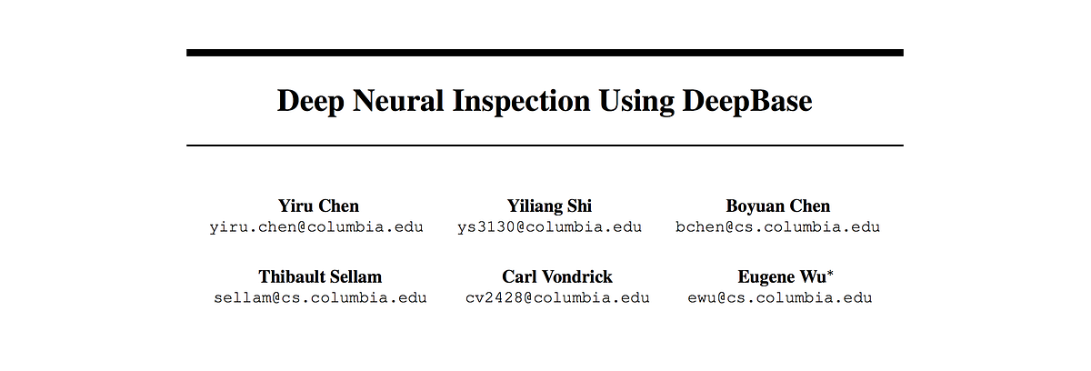 Deep Neural Inspection with DeepBase | by Eugene Wu | thewulab | Medium