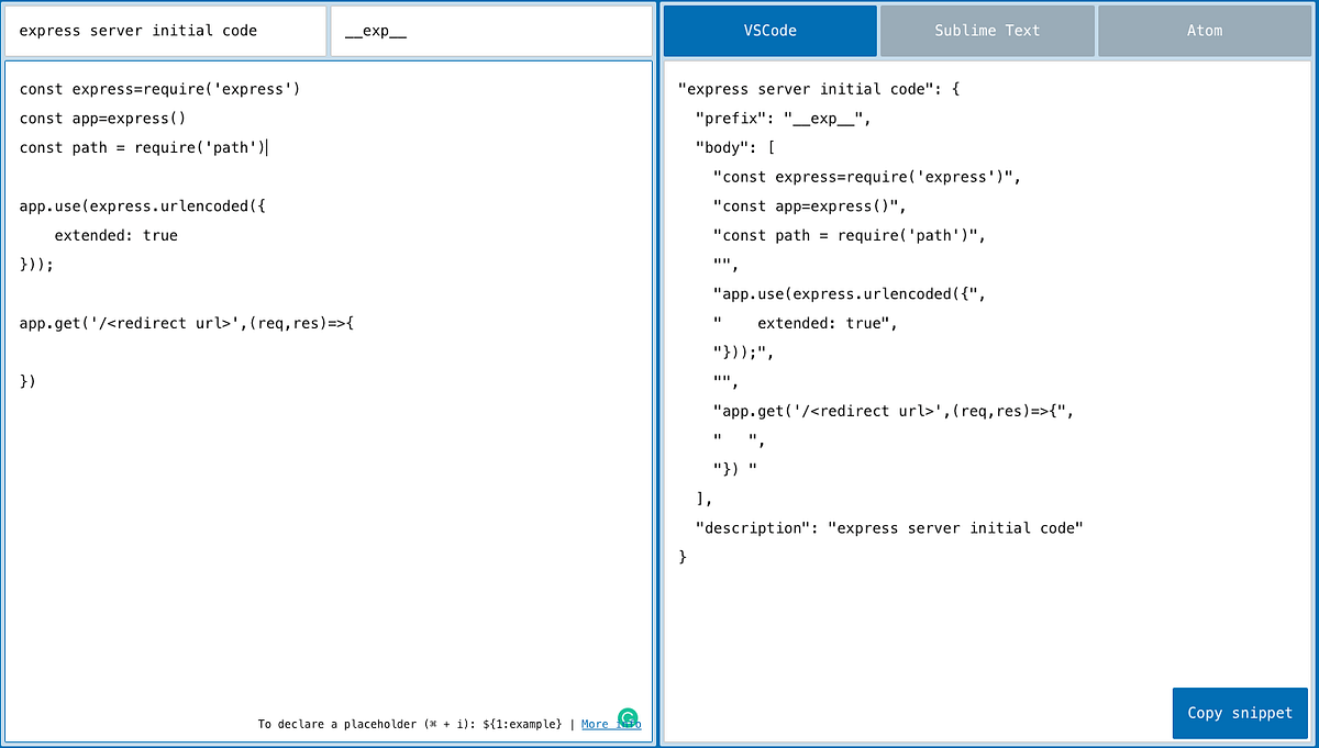 Type less Code more with VS Code custom snippets | by Mukundh Bhushan | FAUN.dev — Developer ...