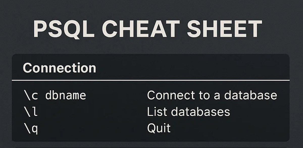 Psql Cheat Sheet. Basic Navigation Commands | by Oz | Nov, 2025 | Medium