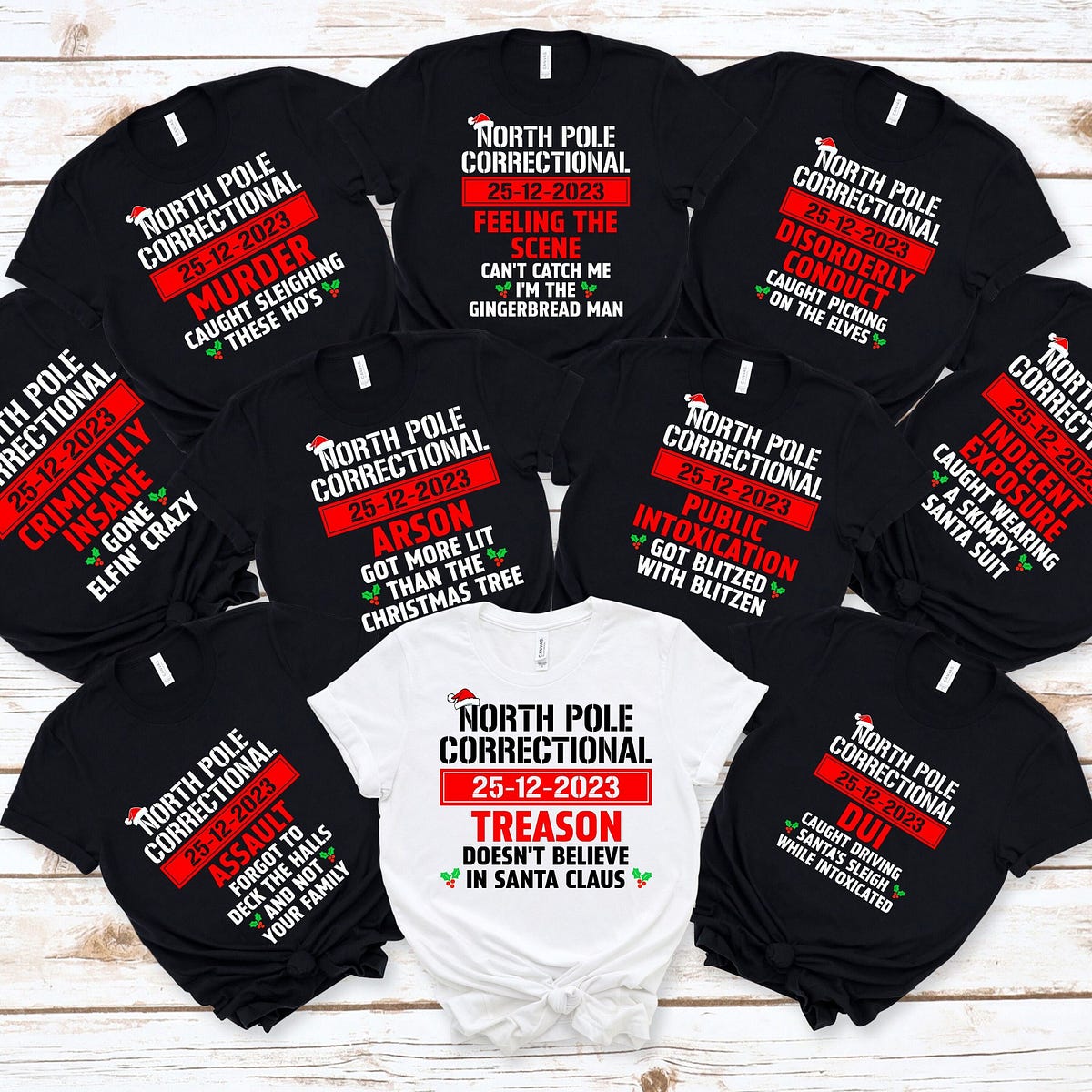 Matching Family Christmas Shirts, North Pole Correctional, Funny Group ...