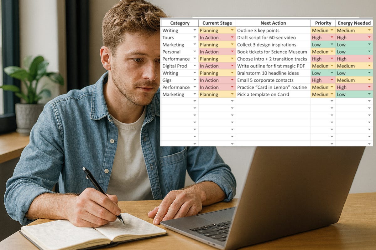 The One-Page Spreadsheet I Use to Stay Productive Every Day (Free ...