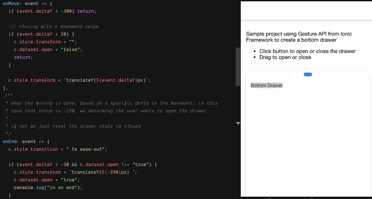 How to Create A Bottom Drawer In ReactJS Using Ionic Framework ...