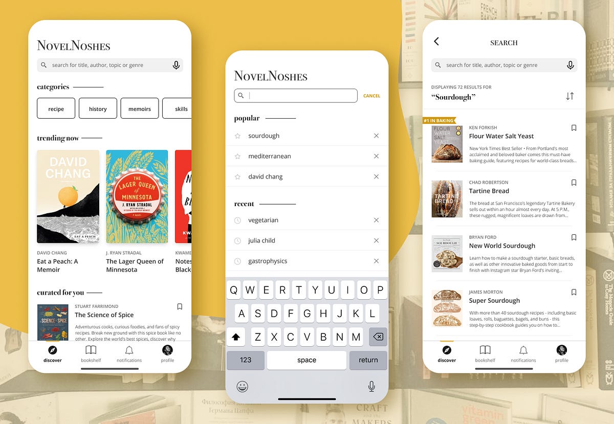 UX/UI case study: NovelNoshes. A book finder app for foodies | by ...