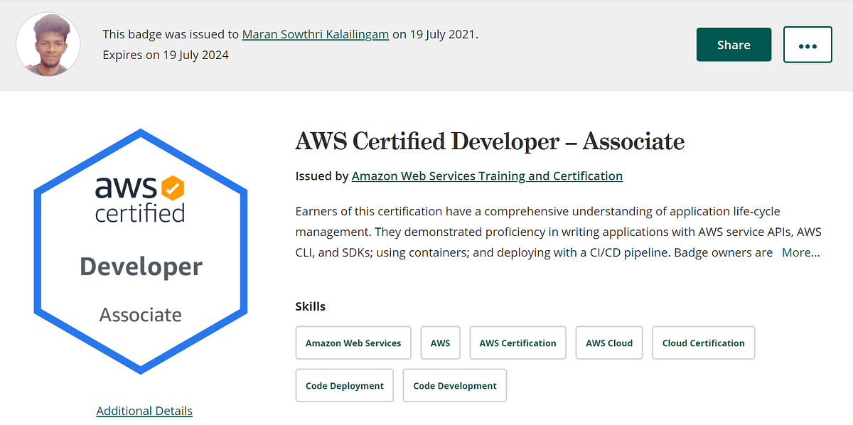 How I passed AWS Certified Developer Associate Exam? | by Maran Sowthri Kalailingam | Towards AWS
