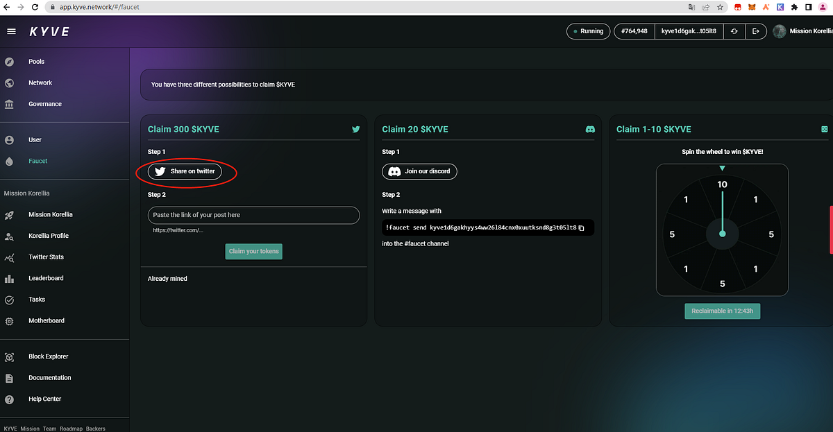 How to claim KYVE test coins - chen37 - Medium