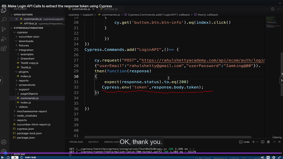 Section 17: Session Token & Local Storage Data saving with Cypress ...
