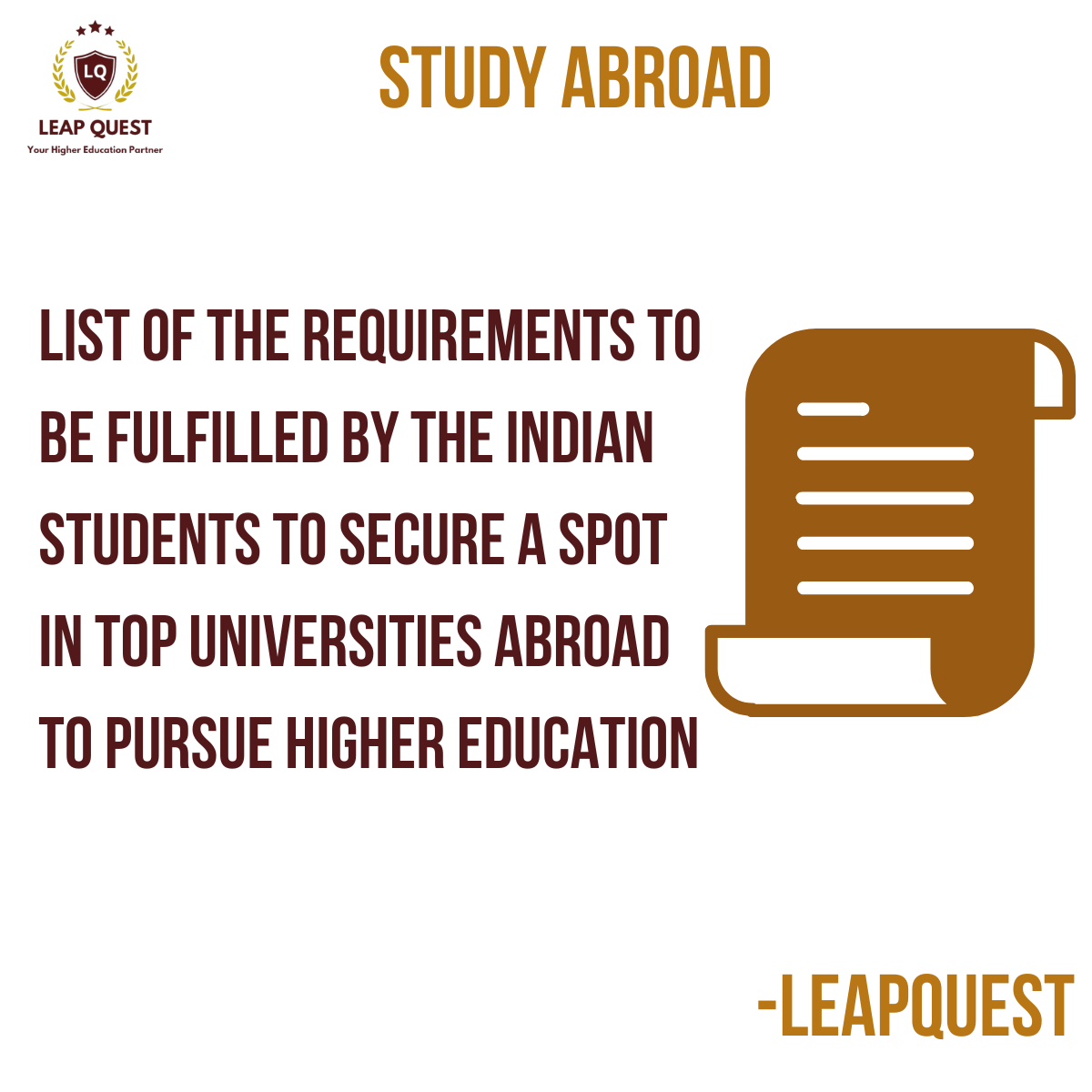 List of the requirements to be fulfilled by the Indian students ...
