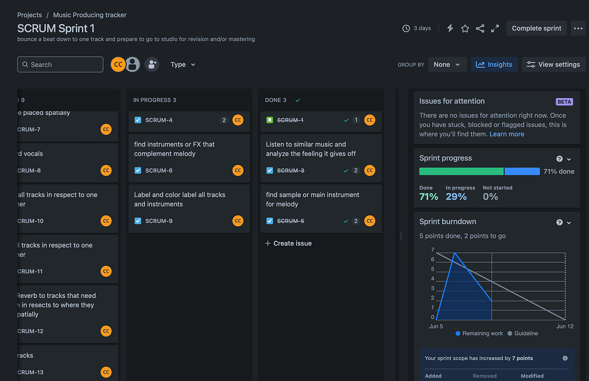 Music Producing Scrum Sprint. I’ve started one of my first public… | by ...