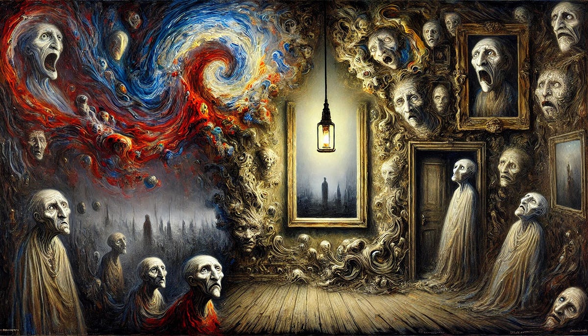 Distorted Meaninglessness "A lonely lamp futilely tried to amuse the ...