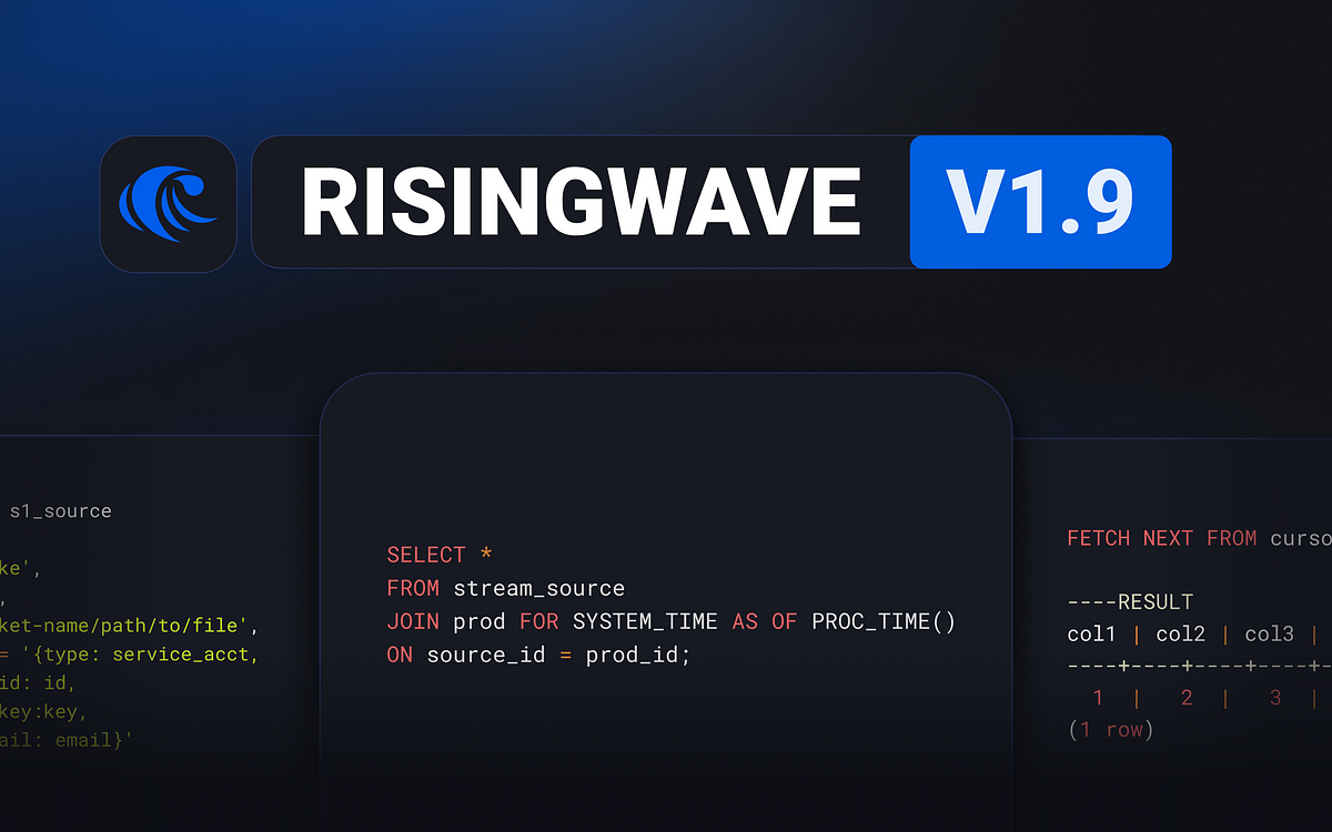 Highlights Of Risingwave V1 9 The Open Source Streaming Database By Risingwave Labs Real