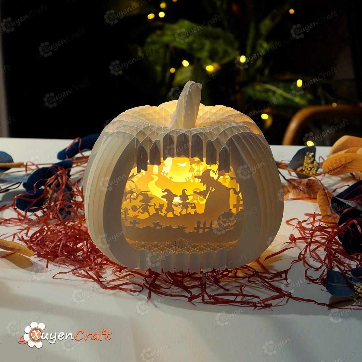 Halloween Witch Pumpkin Pop Up SVG, Studio, PDF Template, DIY Lightbox ...