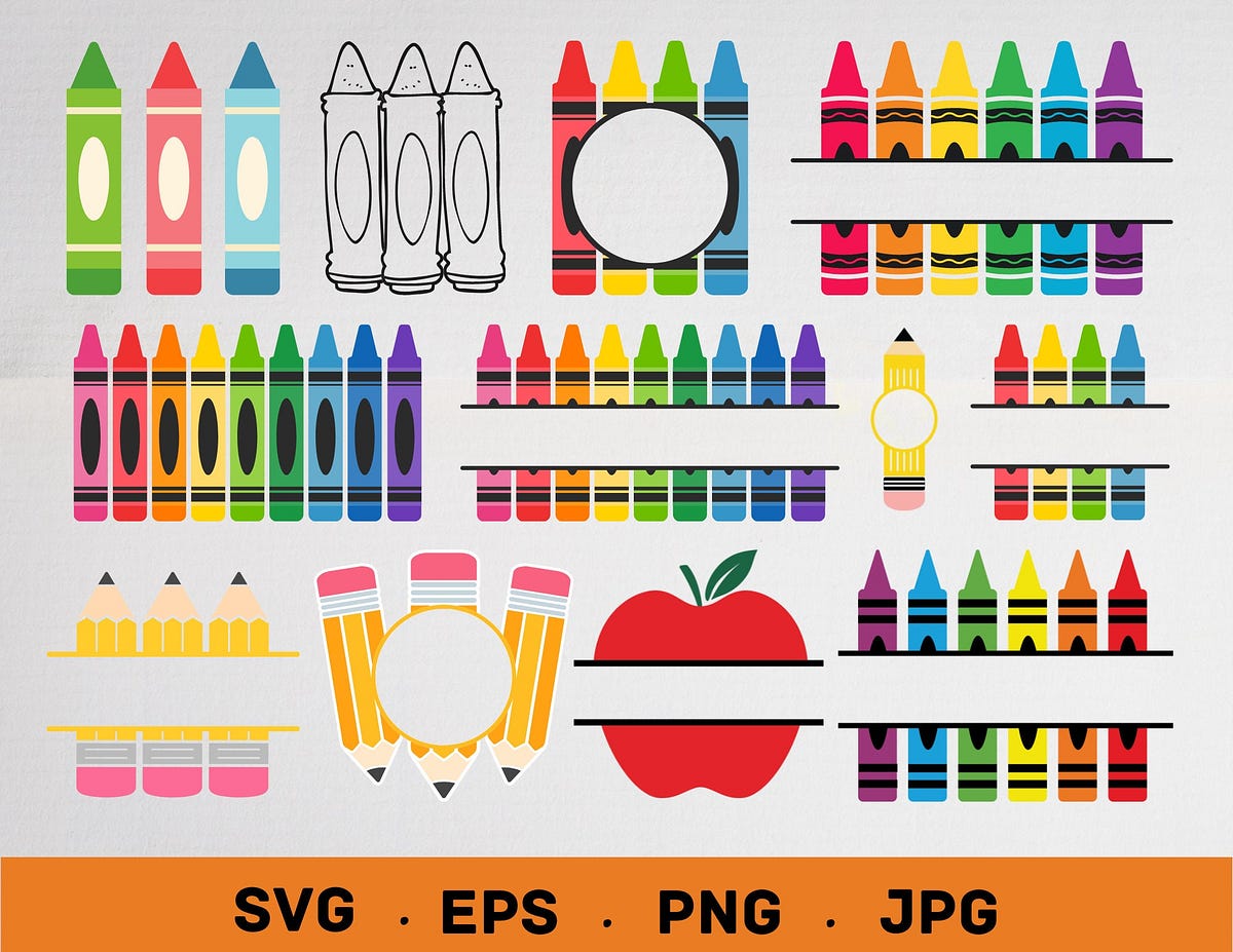 30+ Crayon Split Monogram Svg, Crayon svg, Teacher svg, School svg ...