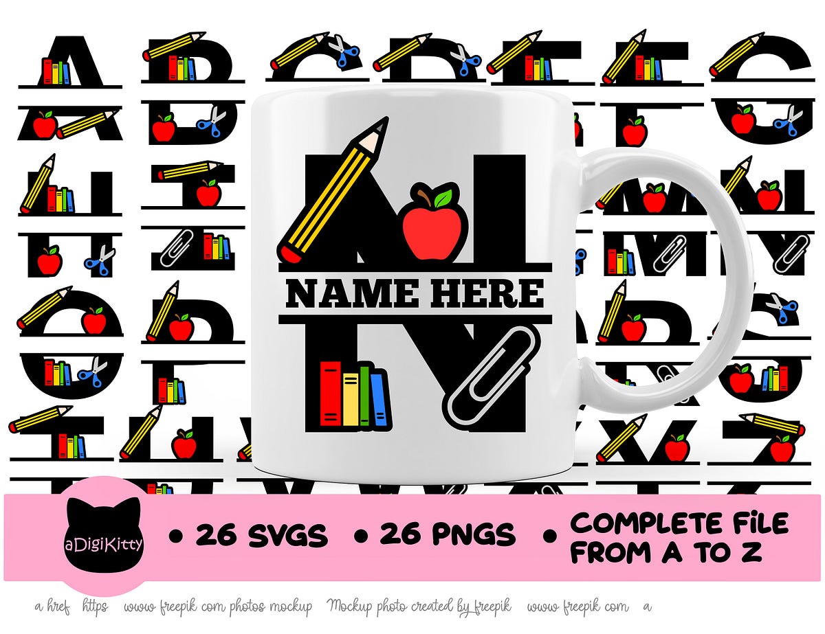 Teachers Monogram SVG & PNG A-Z Alphabet Cricut, Silhouette, cut files ...