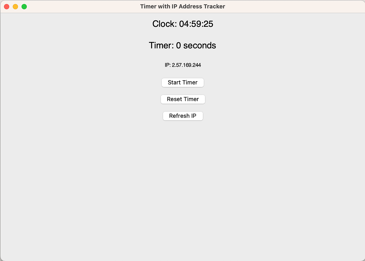 Creating a GUI Timer with IP Address Tracker in Thonny | by Just Your Info | Medium