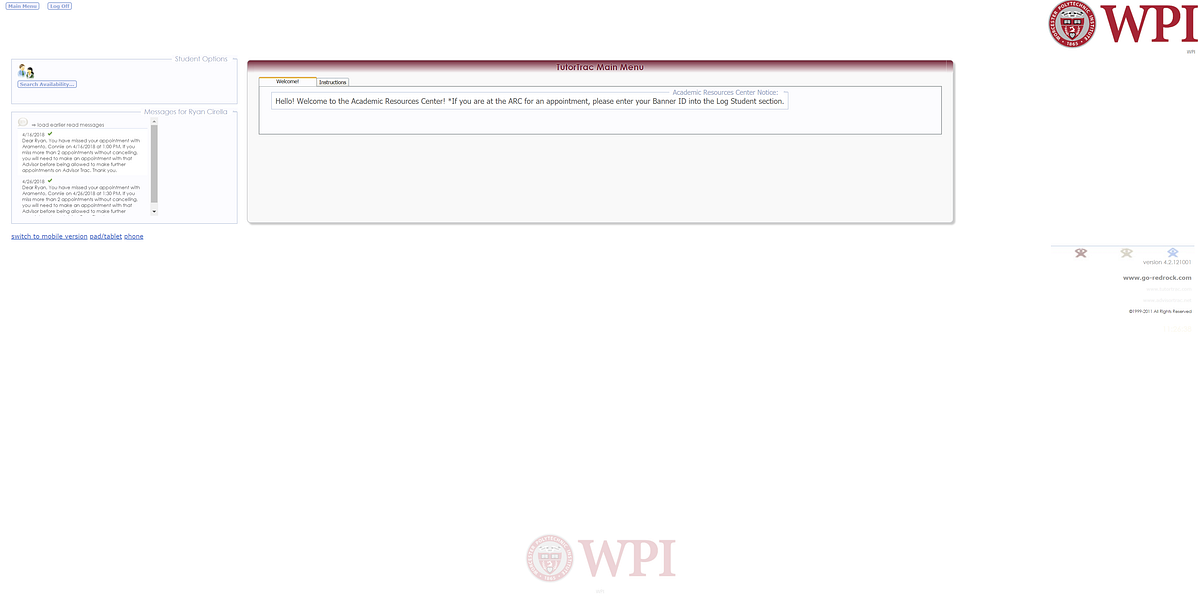 The WPI Website: A Bad Design. The WPI TutorTrac website is designed ...