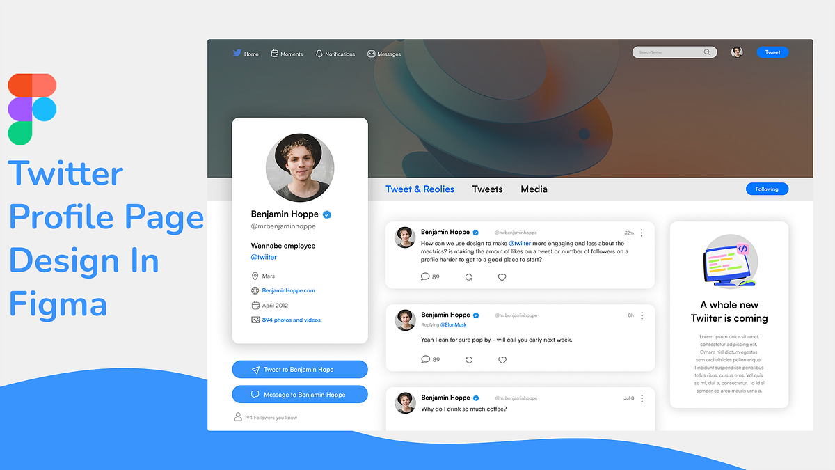 Twitter Dashboard Design In Figma Step By Step Complete| Figma Tutorial ...