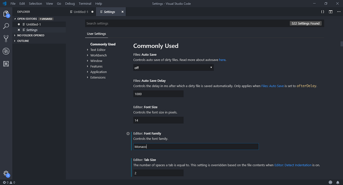 Monaco + VSCode = . Open Settings and set font family as… | by Tumuluri ...