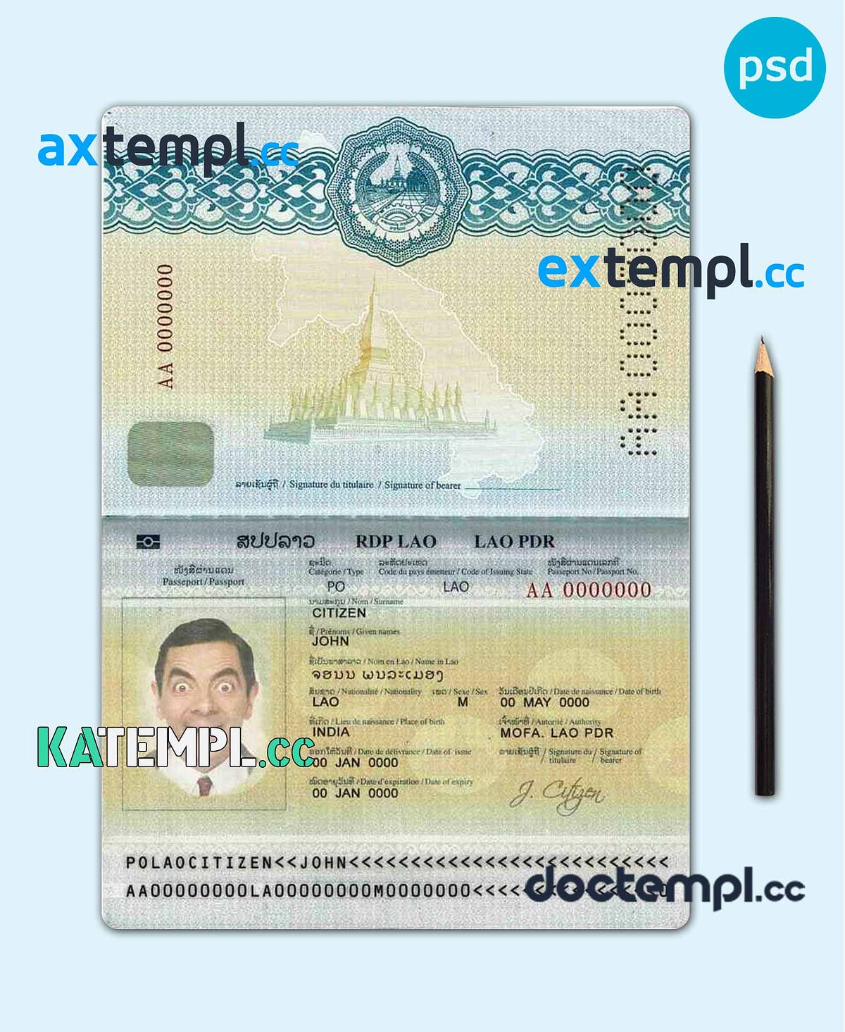 Sample Laos Passport Template In Psd Format Download Axtempl Medium