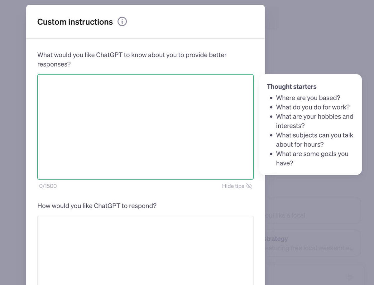 ChatGPT opened its ‘custom instructions’ feature to free users - Mariia ...