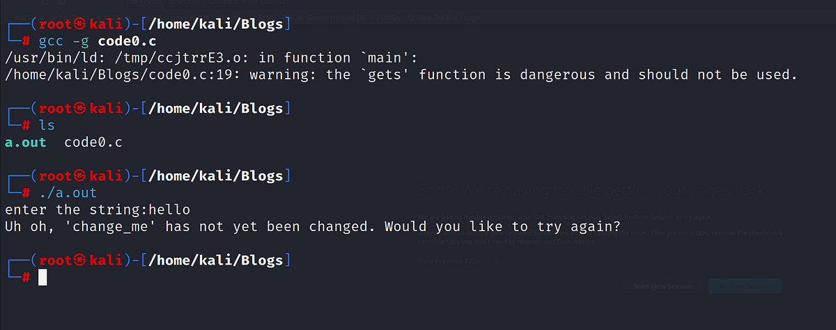 BufferOverFlow | Part 0: Overwrite something we shouldn’t: | by 0x0h3mz4 | Medium