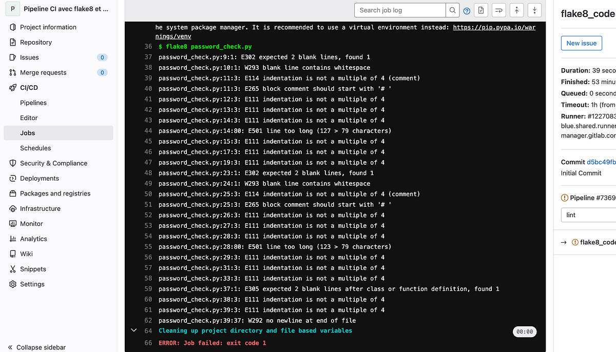 Lint Python avec Flake8 sur Gitlab-CI | by Jordan Assouline | Medium