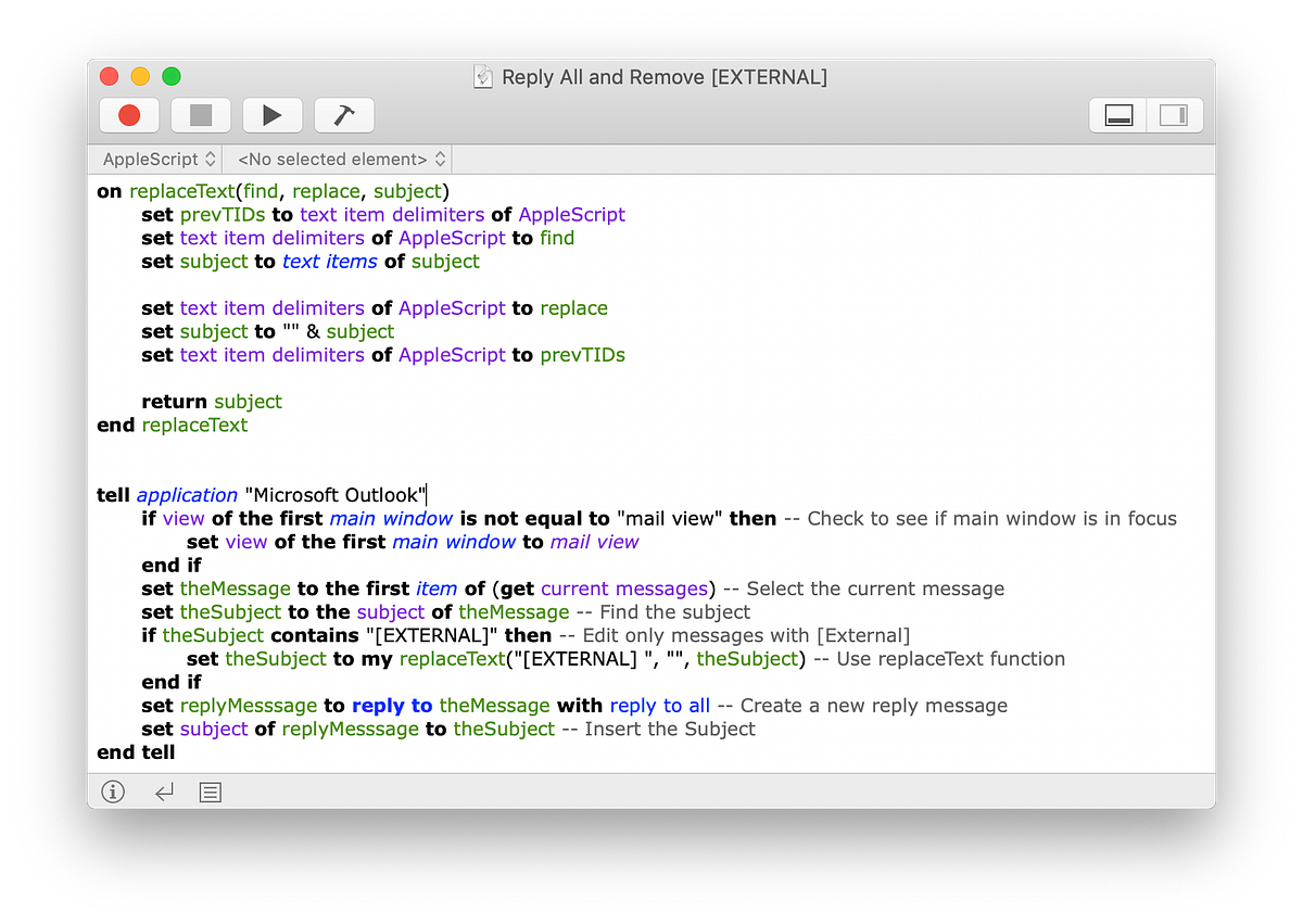 AppleScript for Making Readable Replies to External Emails in Outlook for Mac | by Mark Powell ...