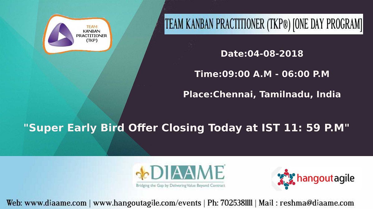 Tkp Training Event In Chennai The Team Kanban Practitioner Tkp By