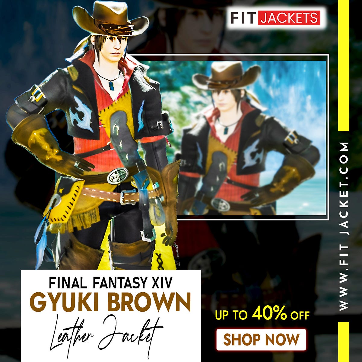 ashionFinal Fantasy XIV Gyuki Brown Leather Jacket - Sheilastark - Medium