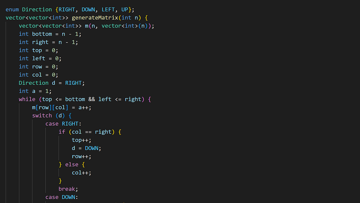 C Solution To Leetcode 59 Spiral Matrix Ii Leetsolve