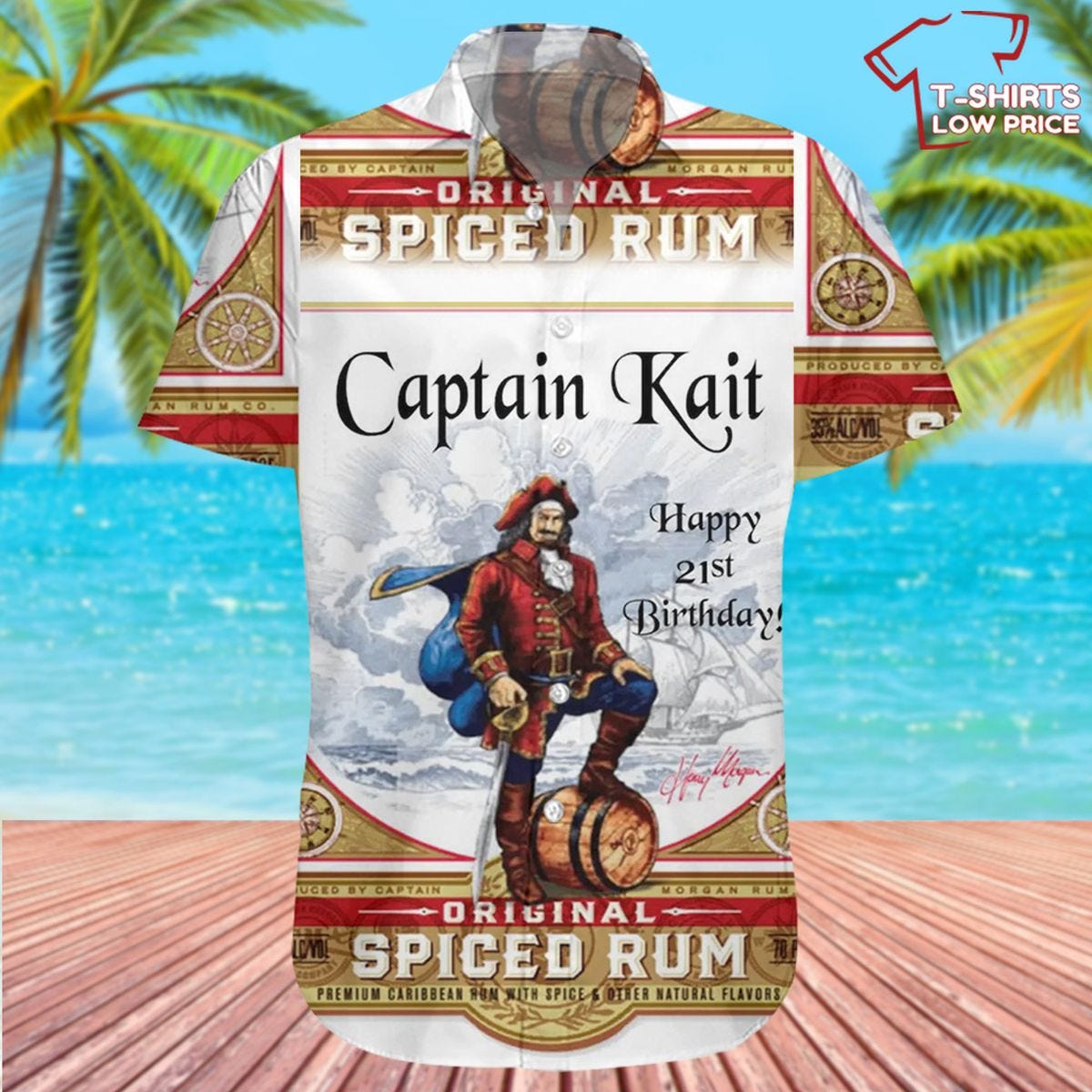 Personalised Captain Morgan Spiced Rum Bottle Label Hawaiian Shirt | by ...