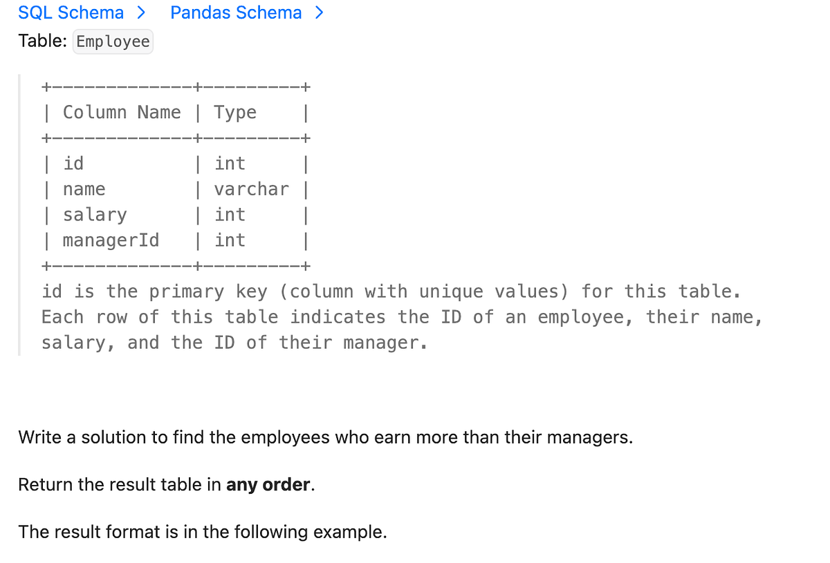 Leet code 181. Employees Earning More Than Their Managers explanation | by Kapil kumar | Jan ...