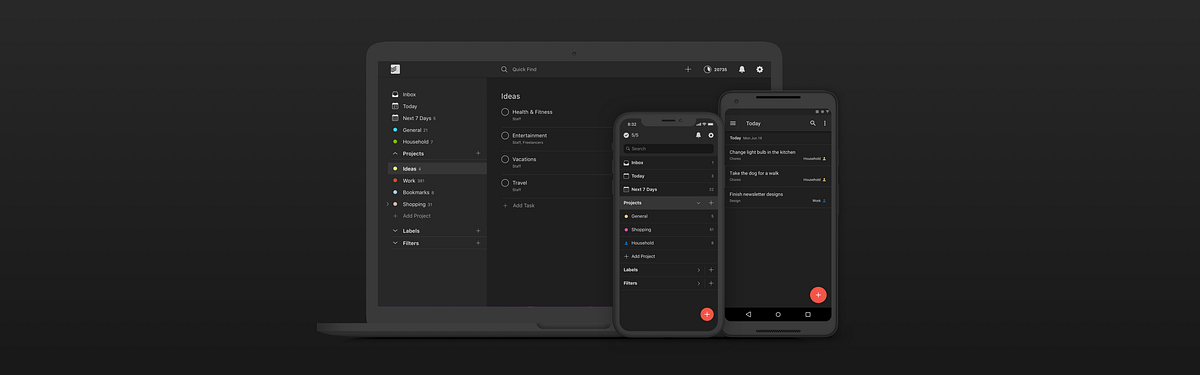 Introducing Dark Theme for Todoist | by Doist | Ambition & Balance | Medium