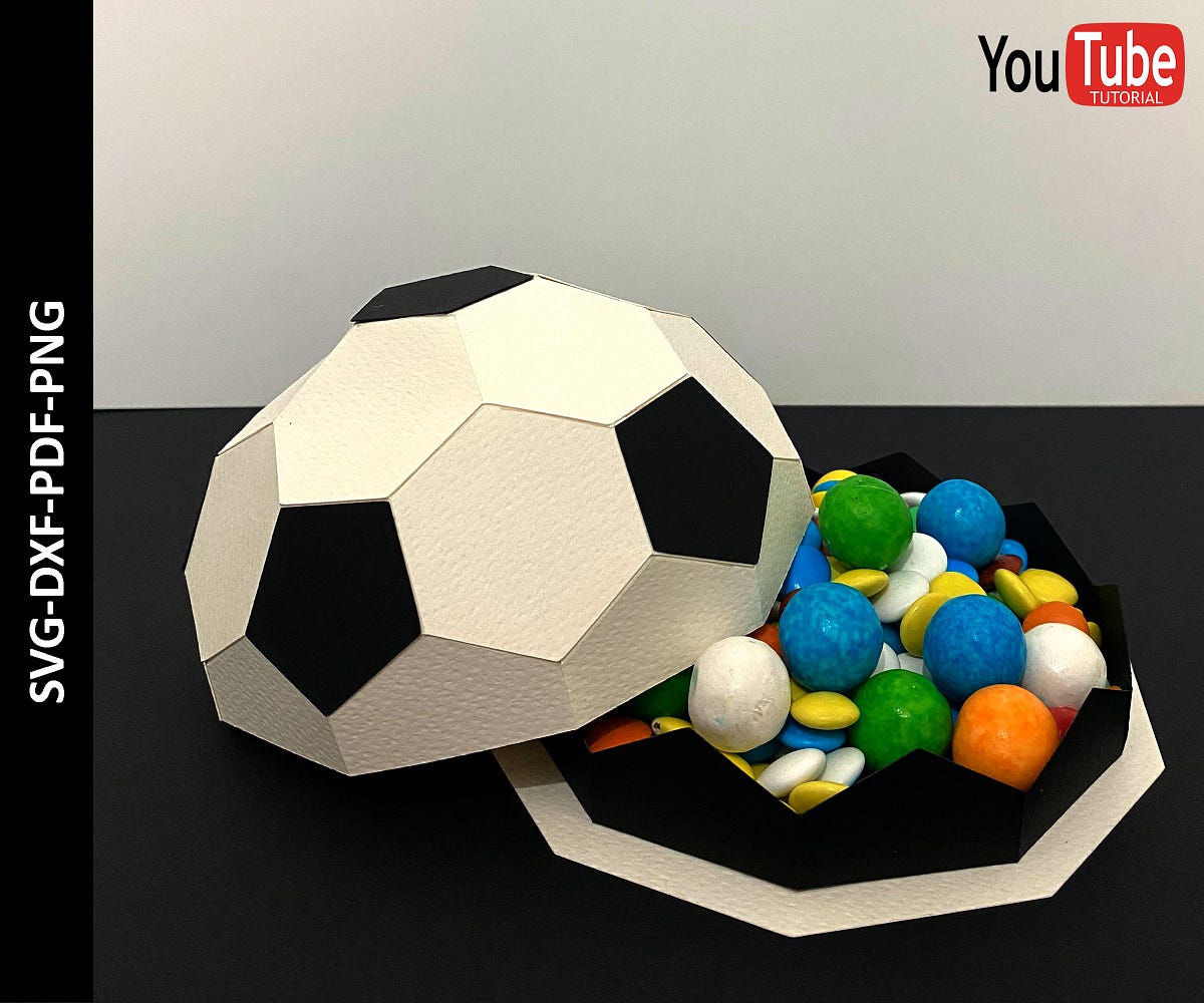 Soccer Ball Gift Box Svg, 3D Soccer Ball Svg, Football Ball Box Svg ...