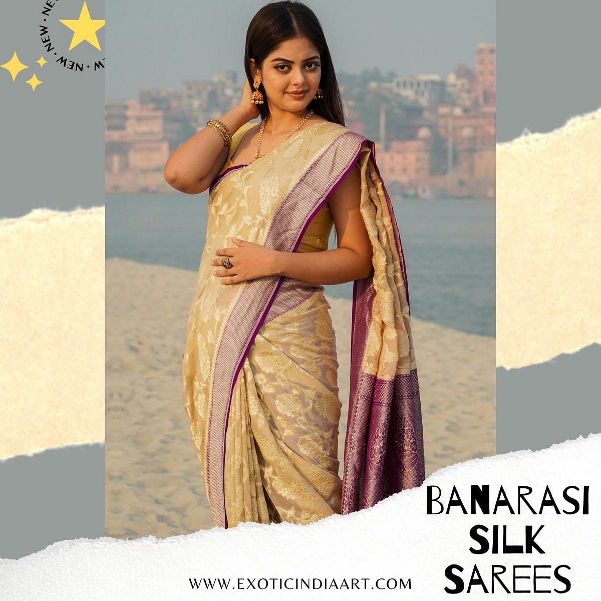 Khaddi Chiffon Handloom Banarasi Saree With All-Over Vine Motif ...