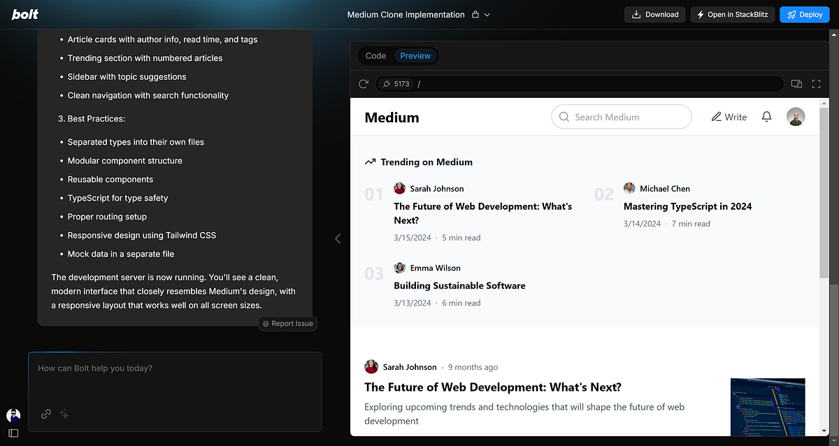 How I Built a ‘Medium’ Clone Using This AI Tool: I Might Get Banned ...