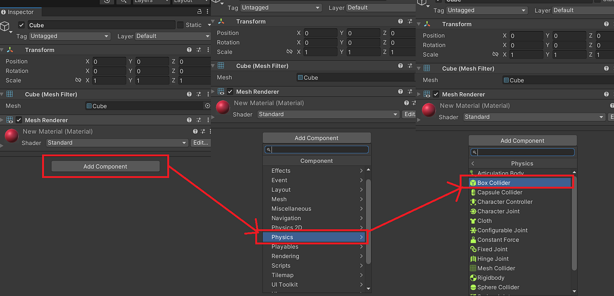 Unity -Collider Component. Oyunlarda objelerin birbirleriyle temas… | by Ümit Aslan | Medium