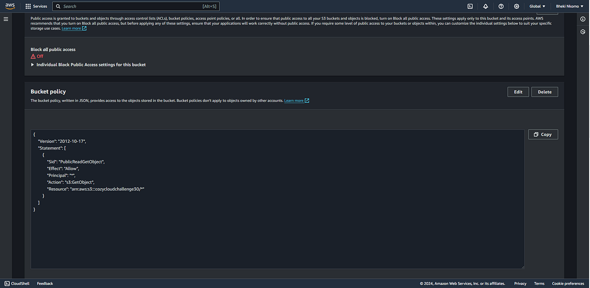 AWS — Create an HTML file to your S3 Bucket and configure the bucket for static website hosting ...