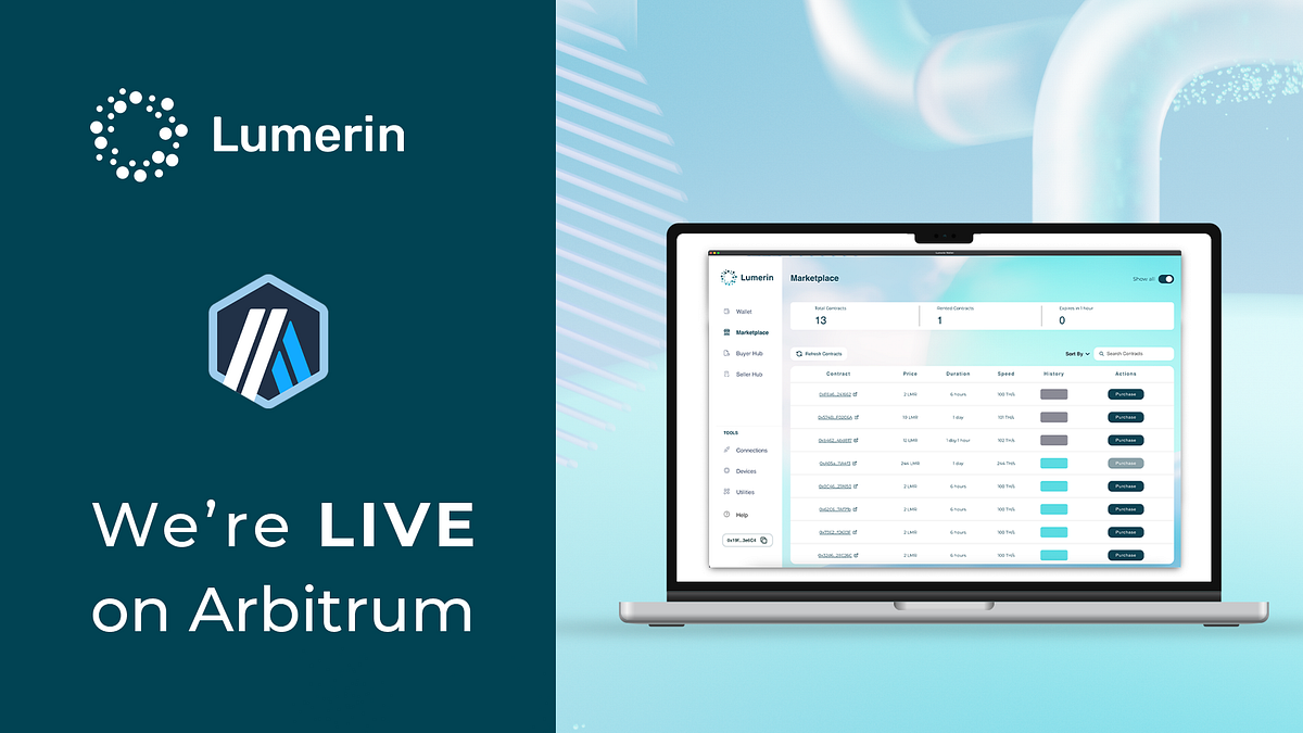 The Lumerin Hashpower Marketplace Is Live on Arbitrum! | by Lumerin Protocol | Lumerin Blog | Medium
