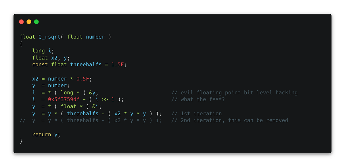 Fast Inverse Square Root — A masterpiece of coding | by Edouard Courty | Medium