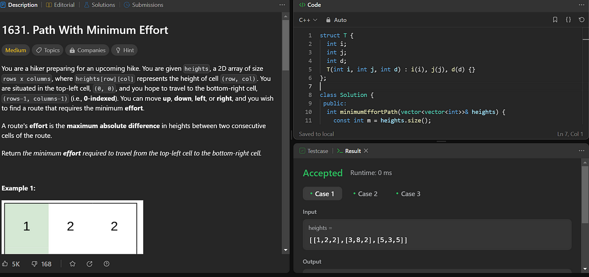 Leetcode 1631 Path With Minimum Effort By R Medium